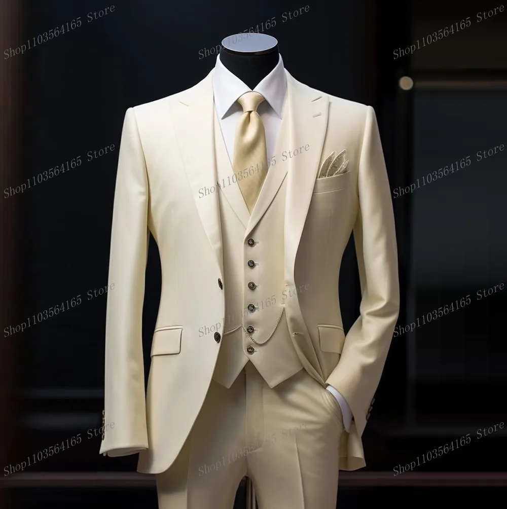 Beige-Men-Suits-Formal-Occasion-Groom-Groomsman-Wedding-Party-Prom ...
