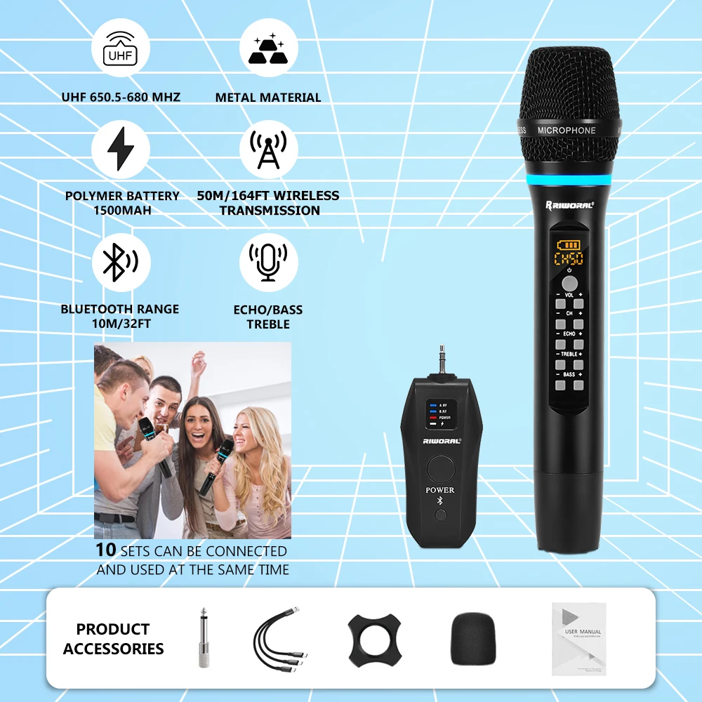 Micr-fonos-inal-mbricos-con-Echo-agudos-graves-y-Bluetooth-rango-de-160 ...
