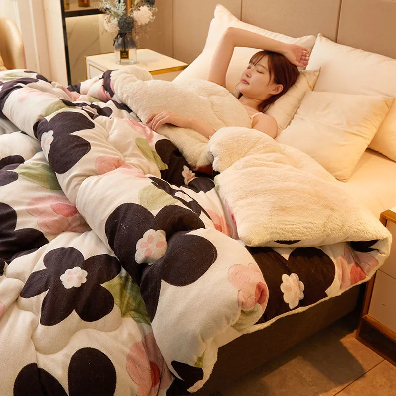 Coral-Wool-Dormitory-Single-Pair-Plush-Quilt-Core-Milk-Wool-Cotton ...