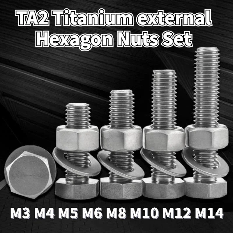 TA2-Titanium-External-Hexagon-Screws-Flat-Washer-Nut-Set-Pure-Titanium ...