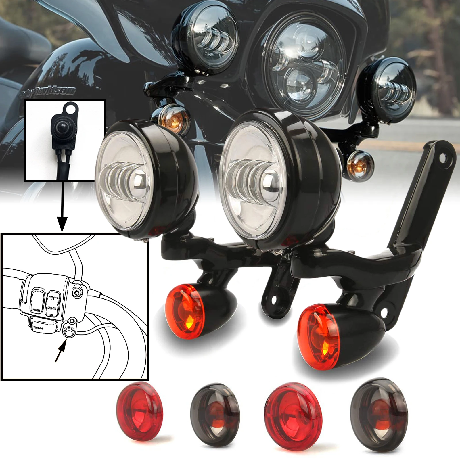Auxiliary-Lighting-Brackets-fog-light-for-harley-touring-Street-Glide ...