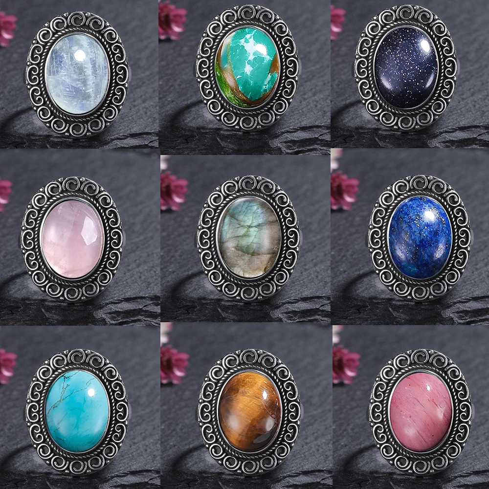 S925-Sterling-Silver-Rings-Big-Oval-Natural-Labradorite-Moonstone-Rings ...