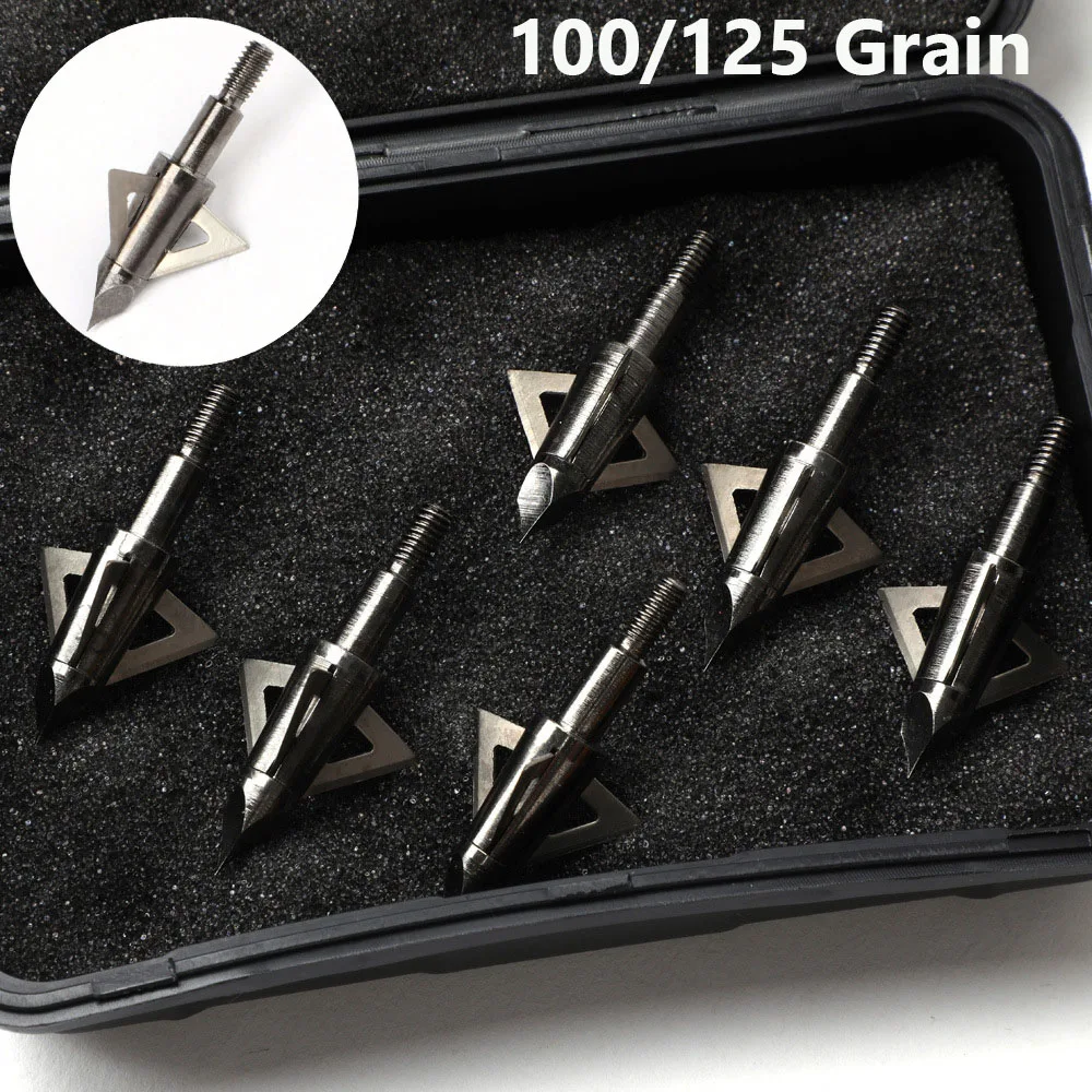 6/12pcs 100/125 Grain Archery Arrow Heads Broadheads Hunting Shooting ...