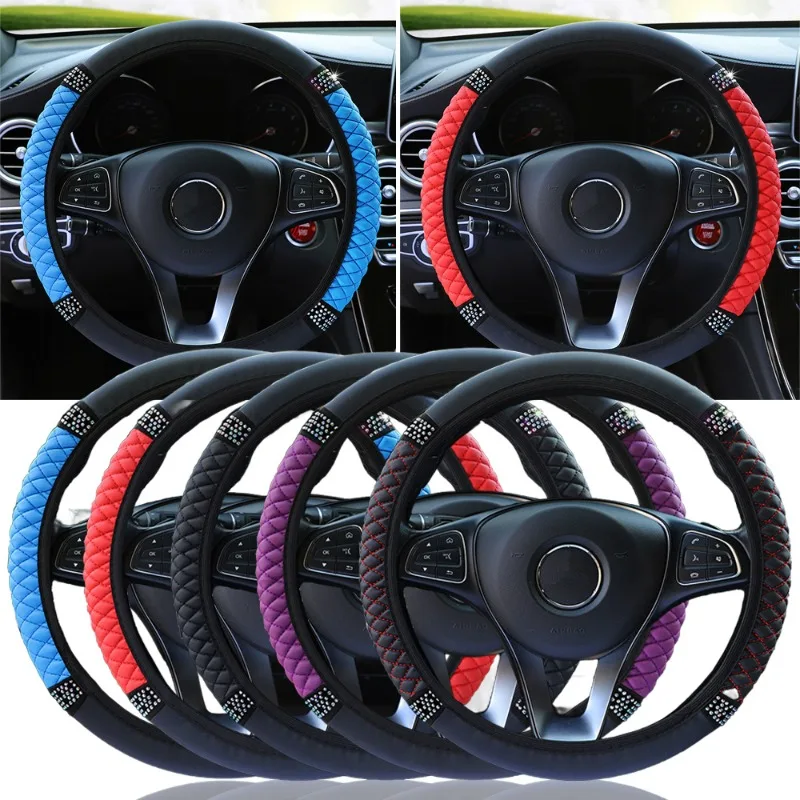 Summer-Winter-Car-Steering-Covers-37-38cm-Steering-Wheels-PU-Leather ...