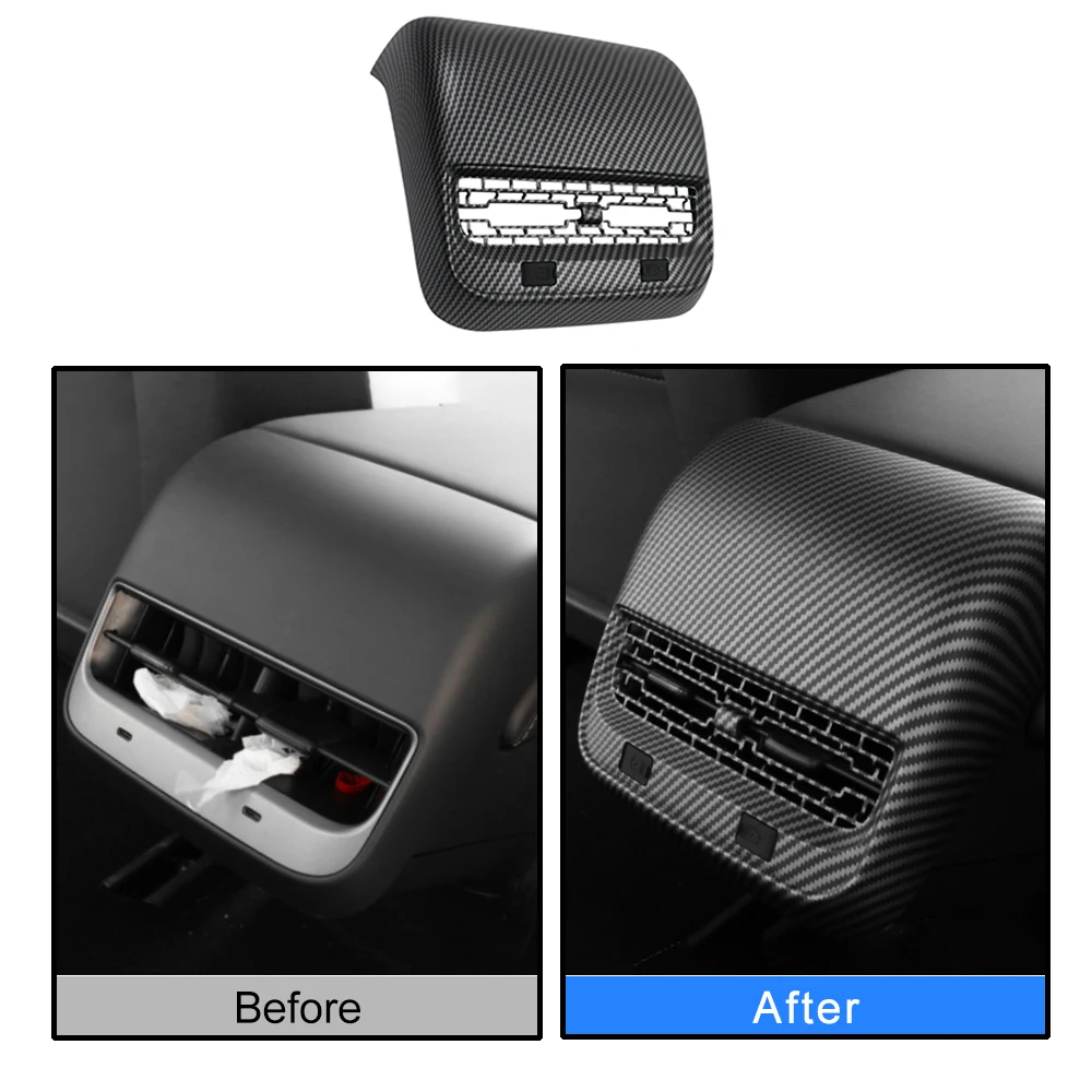 For-Tesla-Model-3-Y-2019-2023-Carbon-Fiber-Rear-Air-Condition-Outlet ...