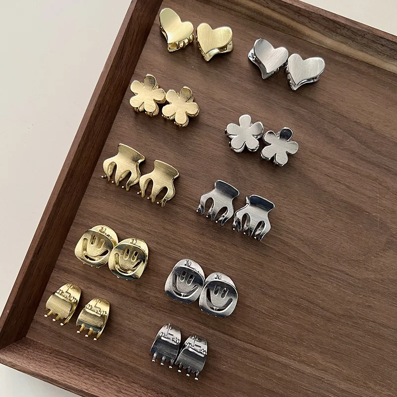 Mini Metal Hair Claw Clips | Hair Clips Metal Smiley | Smiley Face Hair ...