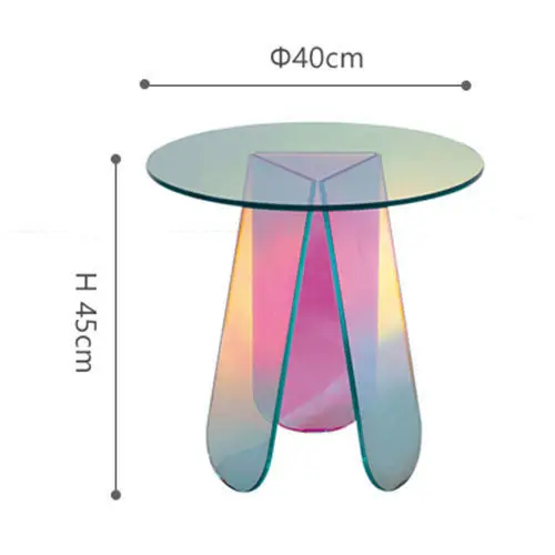 120cm Acrylic Rainbow Color Coffee Table Iridescent Glass End Table ...
