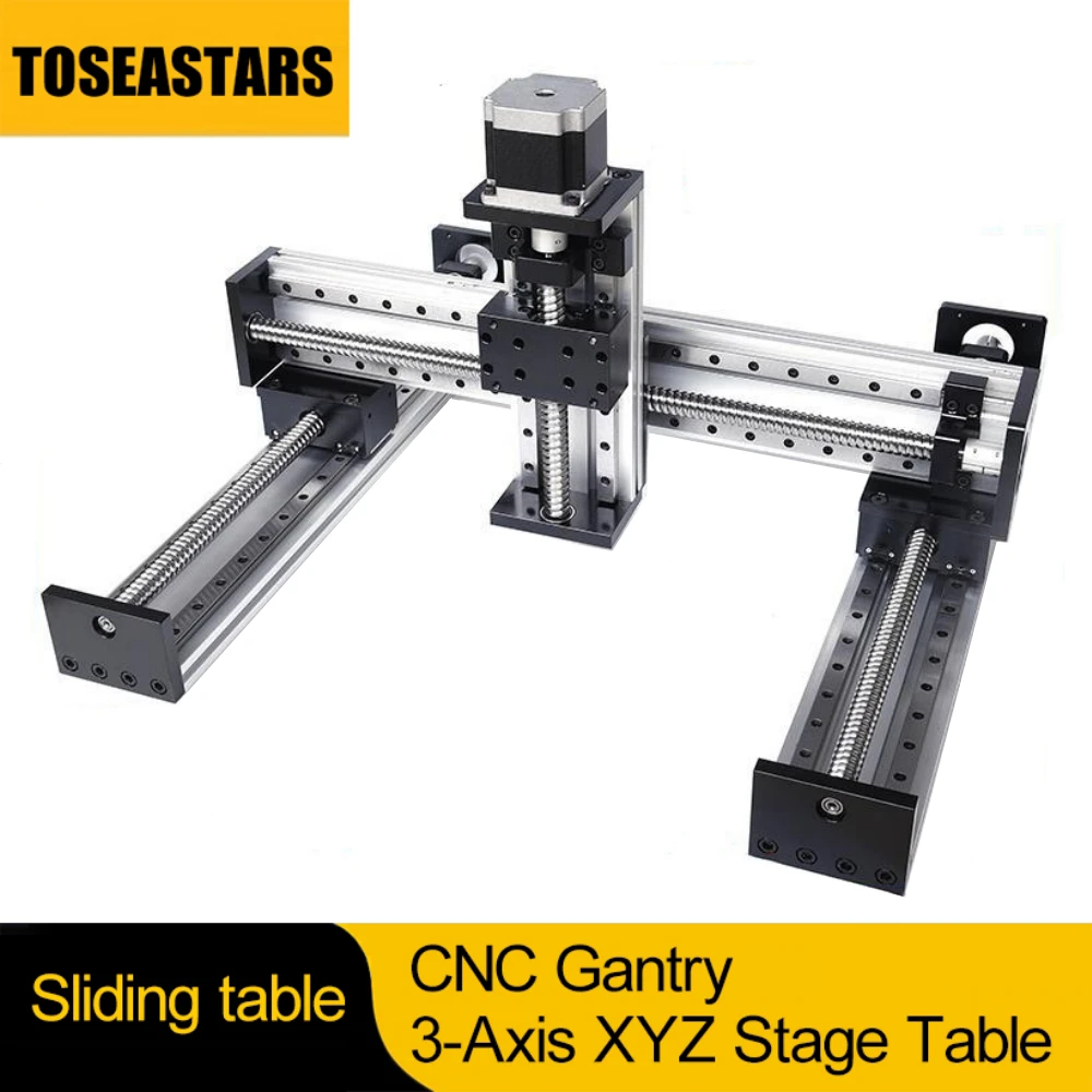 Cnc Gantry 3-axis Xyz Stage Table Ball Screw Linear Guide Rail Robotic Arm Router With Nema23 ...