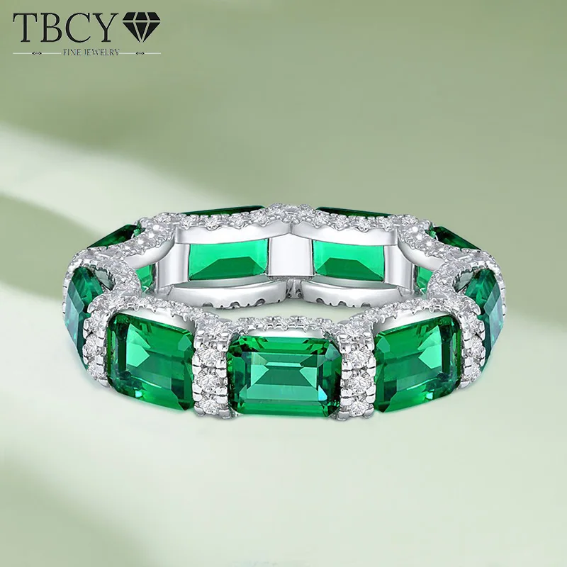 TBCYD-5x7mm-Emerald-High-Carbon-Diamond-Eternity-Ring-For-Women-925 ...