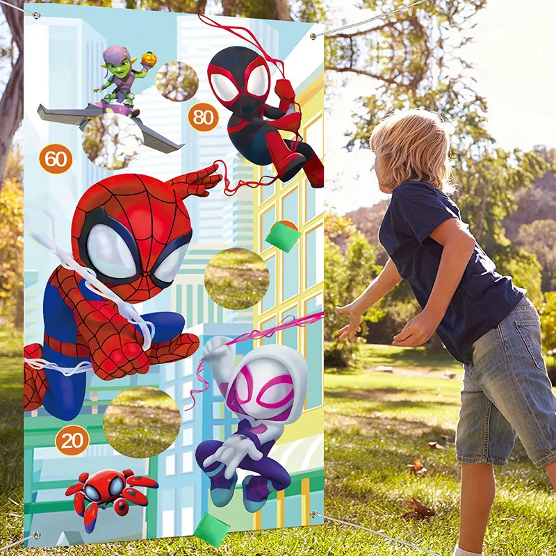 Disney Animation Spiderman Mickey Theme Party Funny Throw Game Banner ...