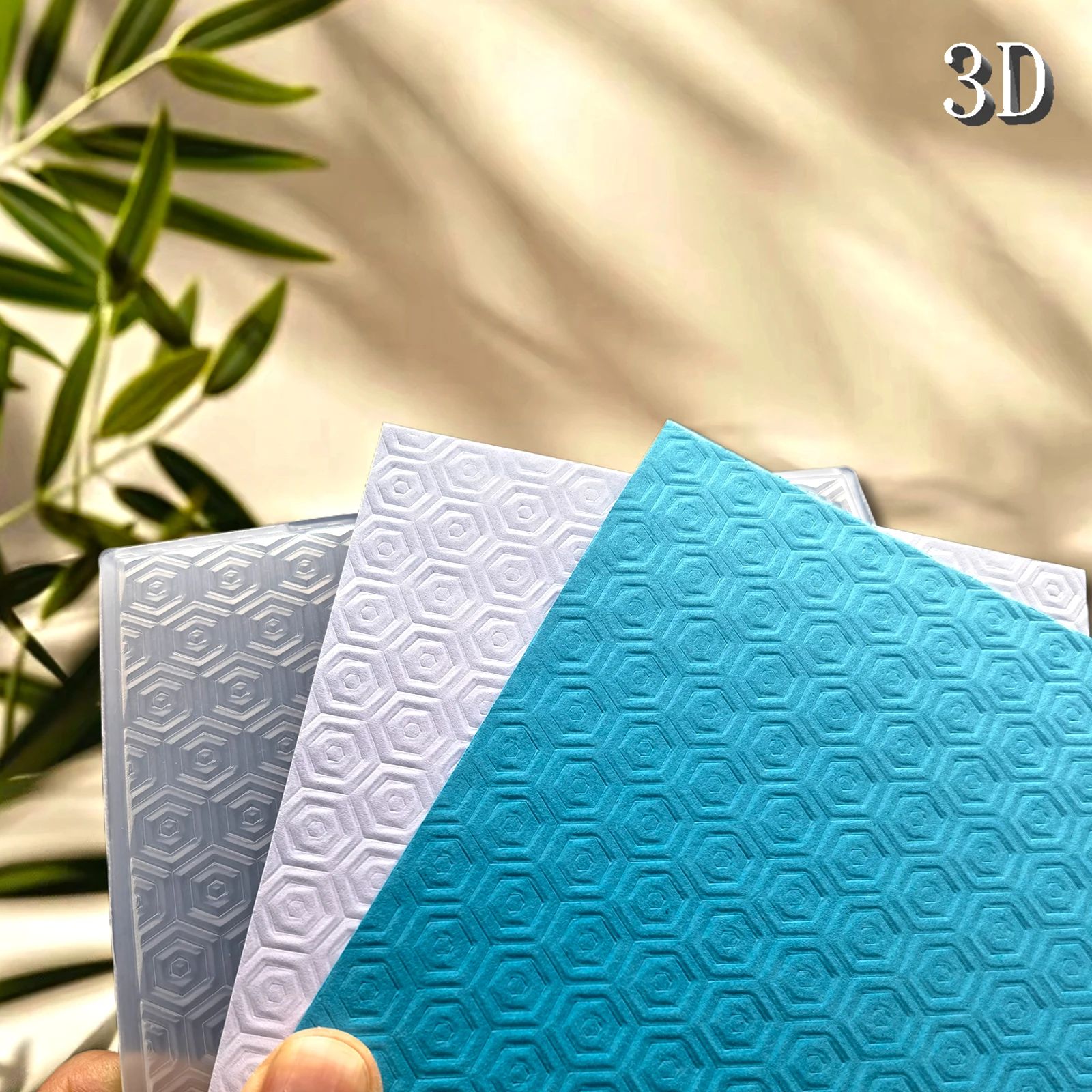 Outline Hexagonal 3D Embossed Folder Texture Pattern Background DIY ...