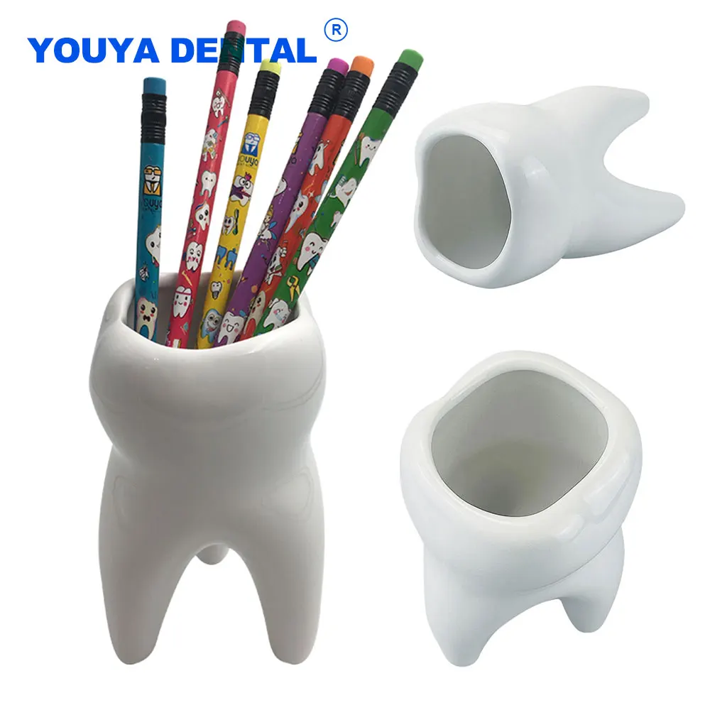Dental Tooth Shape Ceramic Pen Pencil Pot Holder Dentistry Storage ...