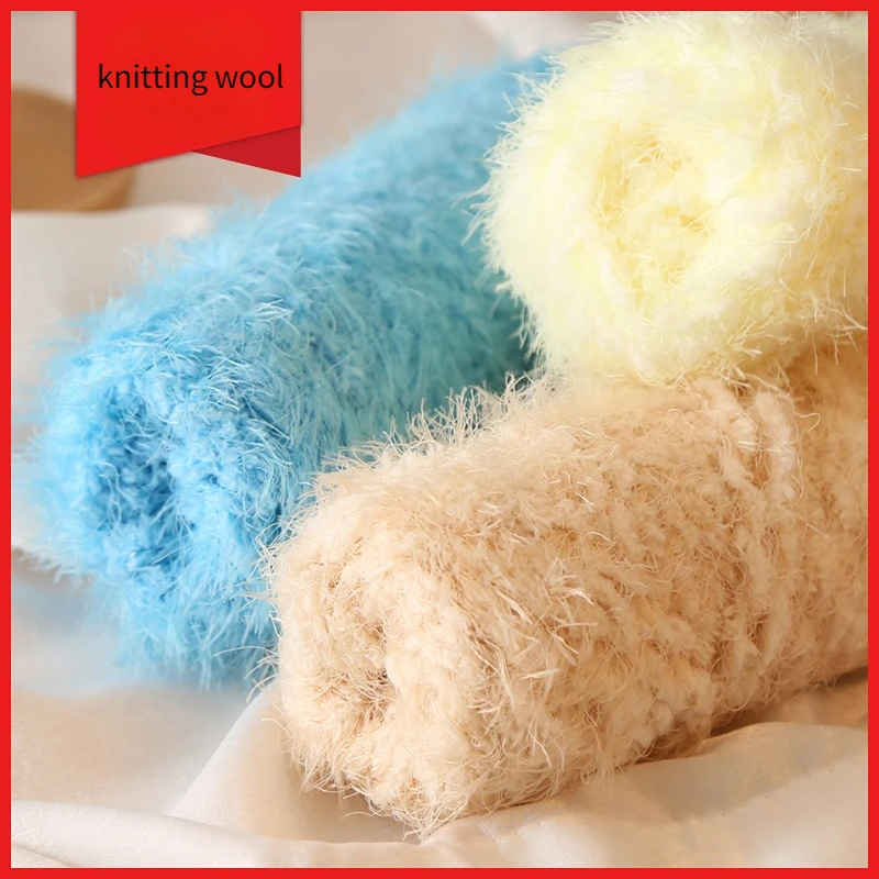 100G Faux Long Fur Mink Plush Coarse Wool Fabric And Crochet Coral ...