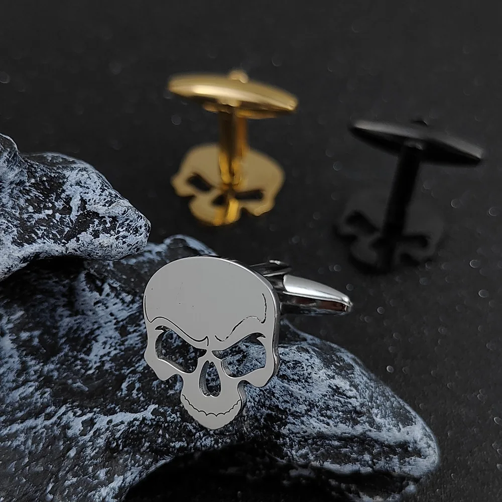 Stainless-Steel-Punk-Pirate-Skull-Cufflinks-Vintage-Viking-Skeleton ...