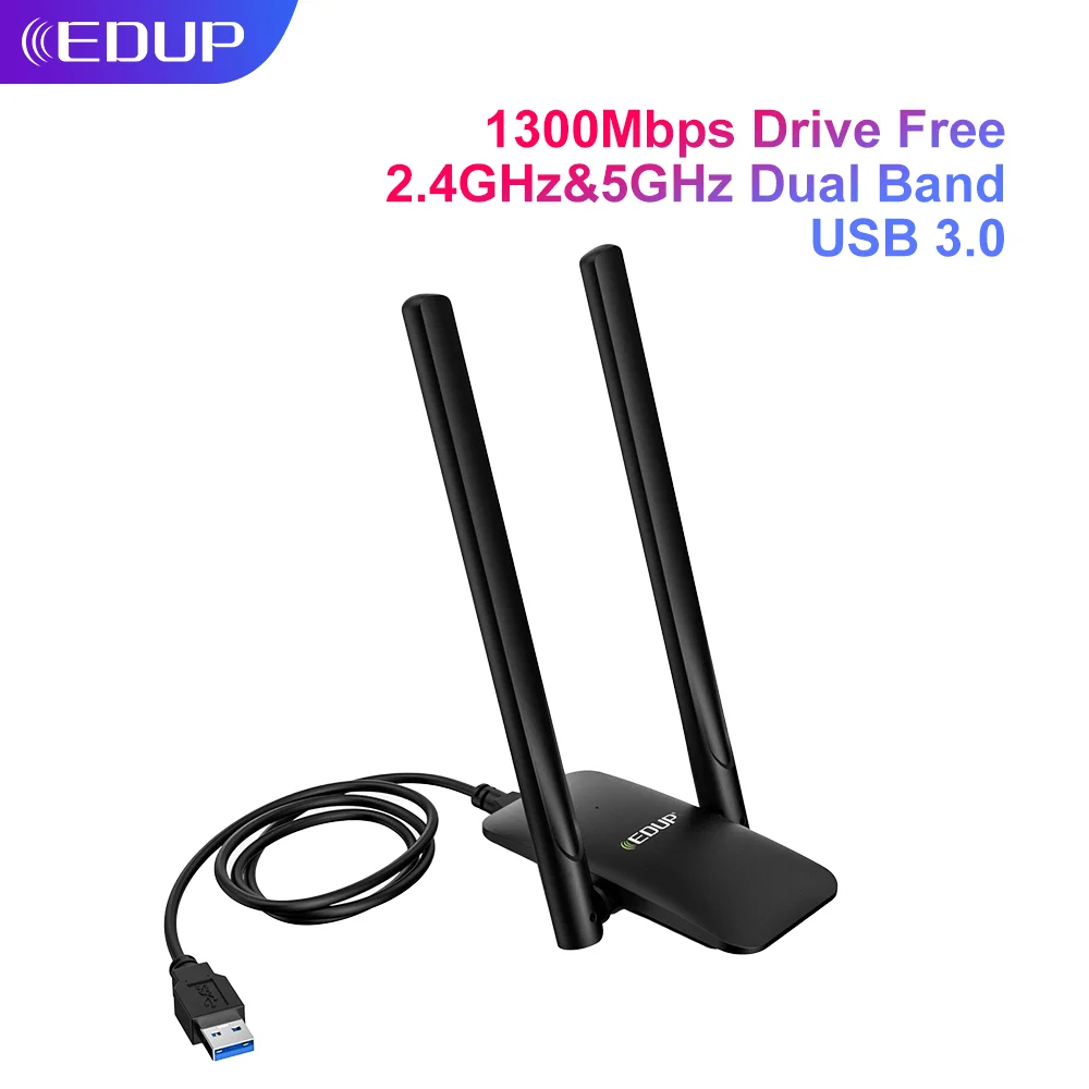 EDUP 1300Mbps USB WiFi 어댑터 2.4G 및 5.8G 무선 네트워크 카드 USB3.0 - 티몬