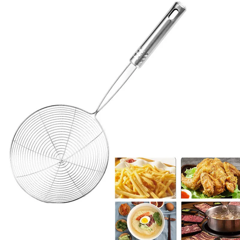 New-Oval-Skimmer-Stainless-Steel-Filter-Oil-Pot-Food-Filter-Cookware ...