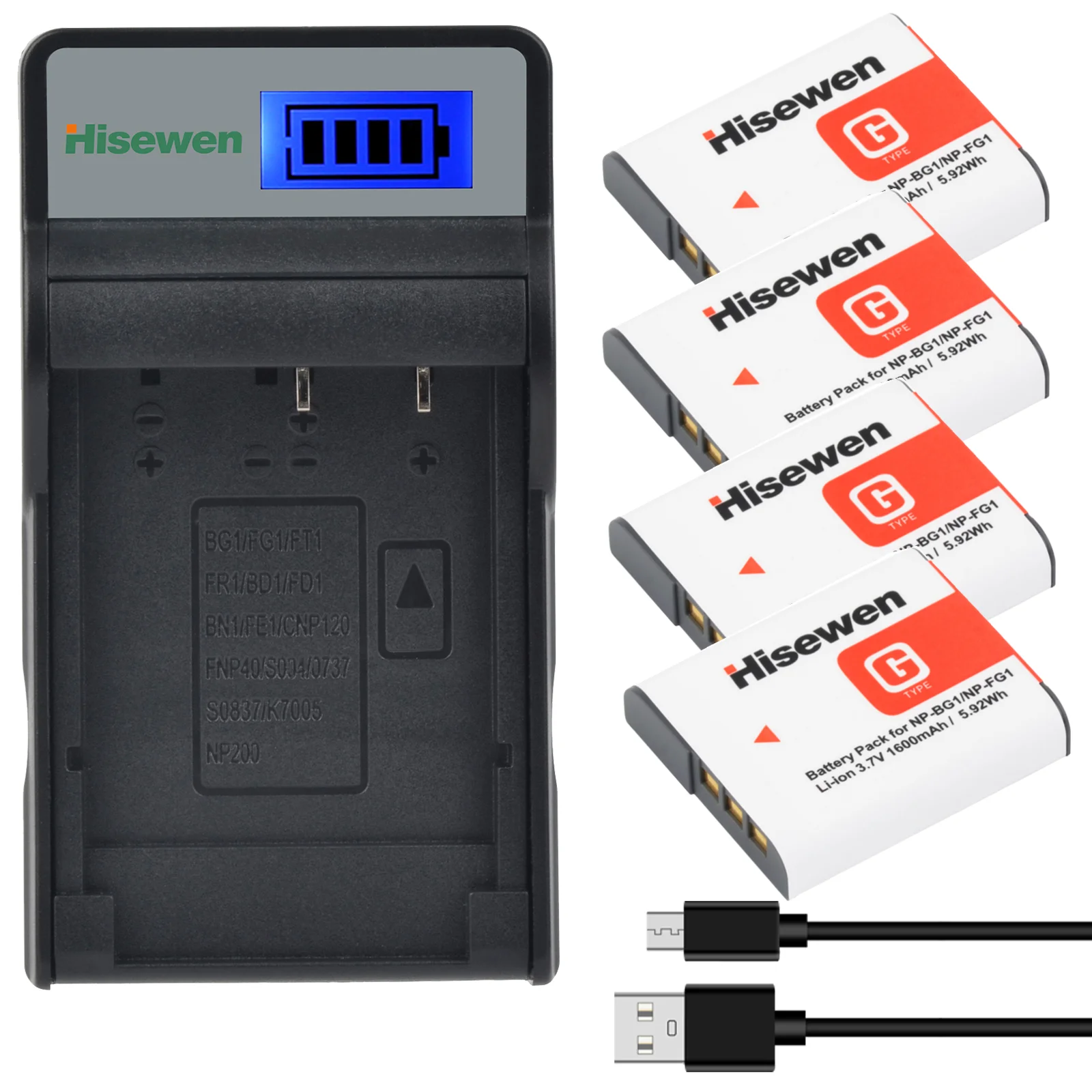 NP-BG1 NP-FG1 Battery with Charger for Sony Cyber-Shot DSC-W100 DSC ...