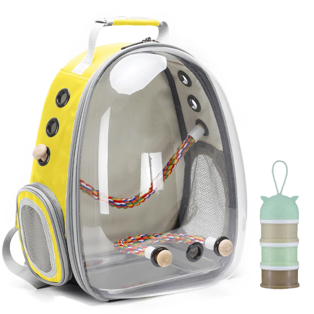 Parrot-Backpack-Carrier-Parakeet-Bird-Cage-with-Standing-Perch ...