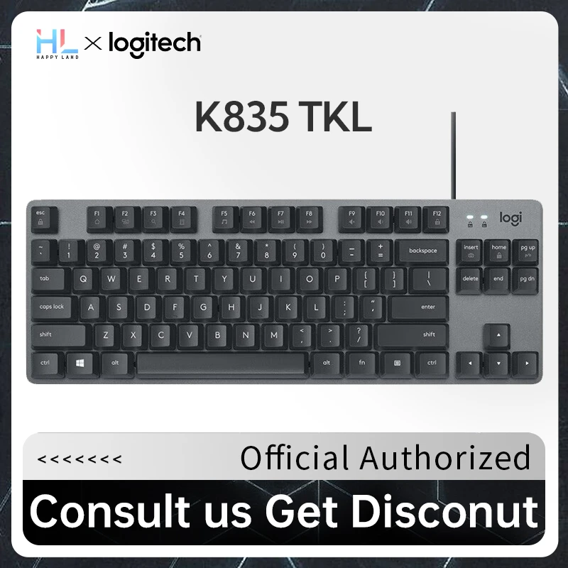 Logitech-K835 TKL 기계식 키보드 유선 게이밍 키보드 TKL 84 키 플로팅 키 캡, 노트북 PC 사무실 게이머 키보드용