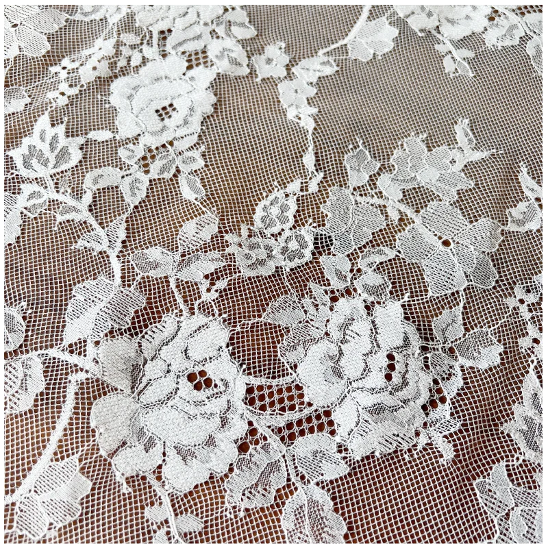Rose Florals Allover Lace Fabric Off White Wedding Gown Lining Material ...