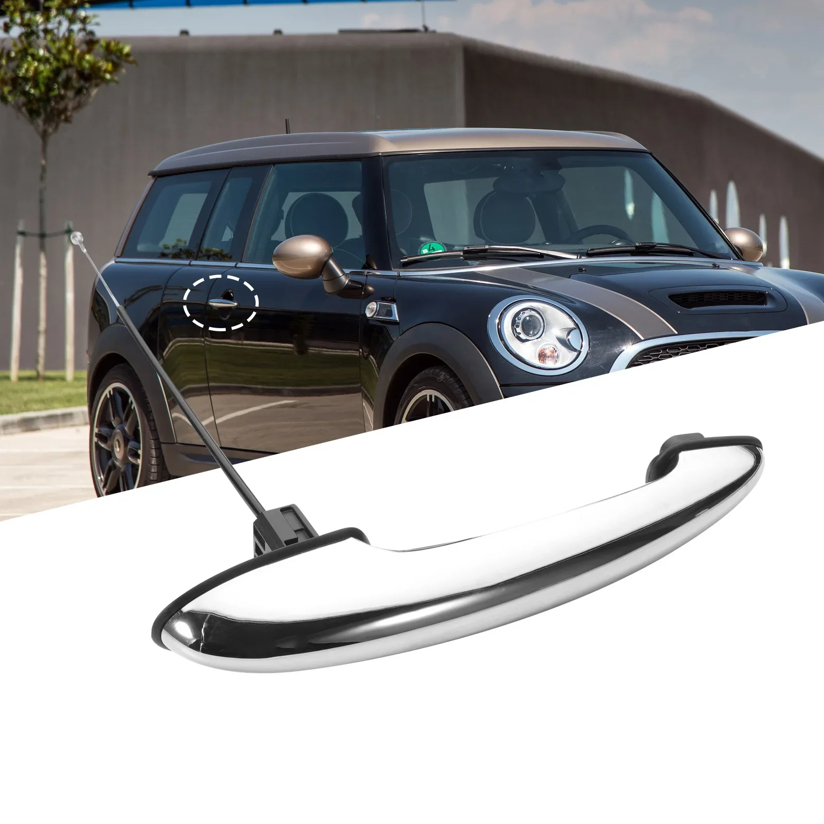 Front Right Passenger Side Chrome Exterior Door Handle with Cable for ...