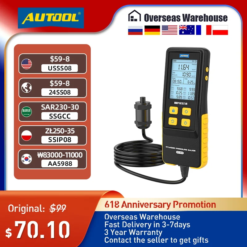 AUTOOL-PT610-Digital-Display-0-426-PSI-Cylinder-Pressure-Gauge ...