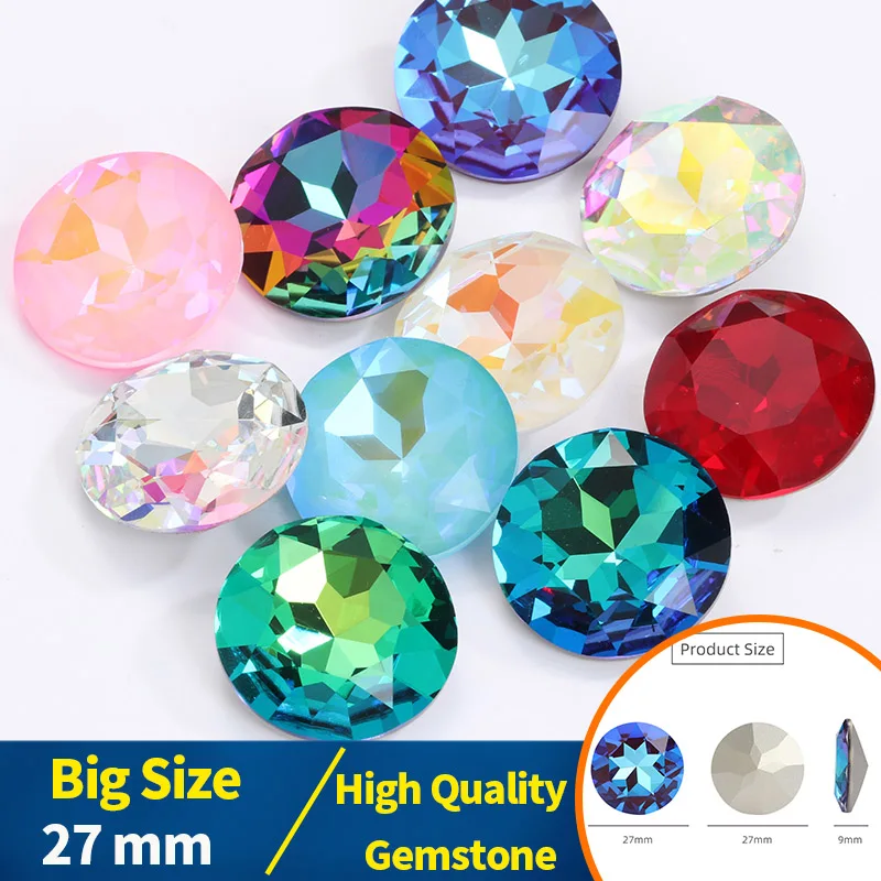 Pipatian 1/9Pcs 27MM Big Round Gemstone High Quality Rhinestone for ...