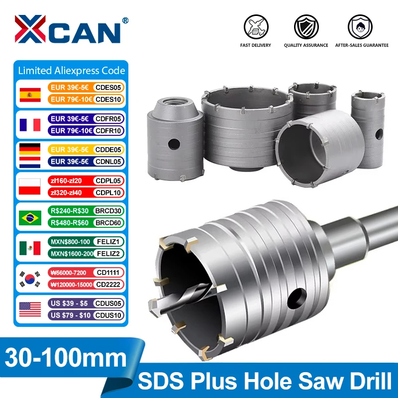 XCAN-Drill-Bit-SDS-Plus-Wall-Hole-Saw-Drill-Bit-for-Electric-Hammer ...