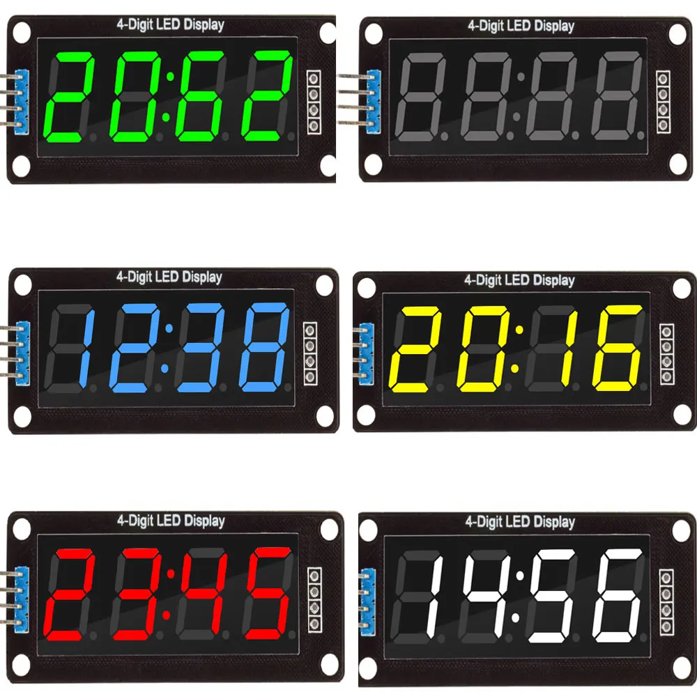 4-Digit-7-Segment-TM1637-0-56-Electronic-Digital-LED-Tube-Clock-Module ...
