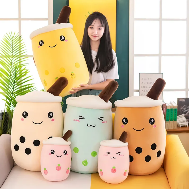 25cm Cute Bubble Tea Family Stuffed Plush Fruits Drink Bottle ...