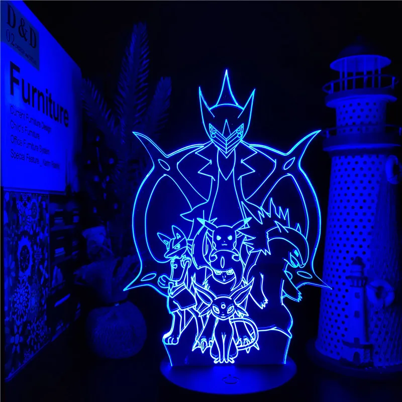 Pokemon Pikachu NightLight Gengar Eevee Anime Figure Colorful LED ...