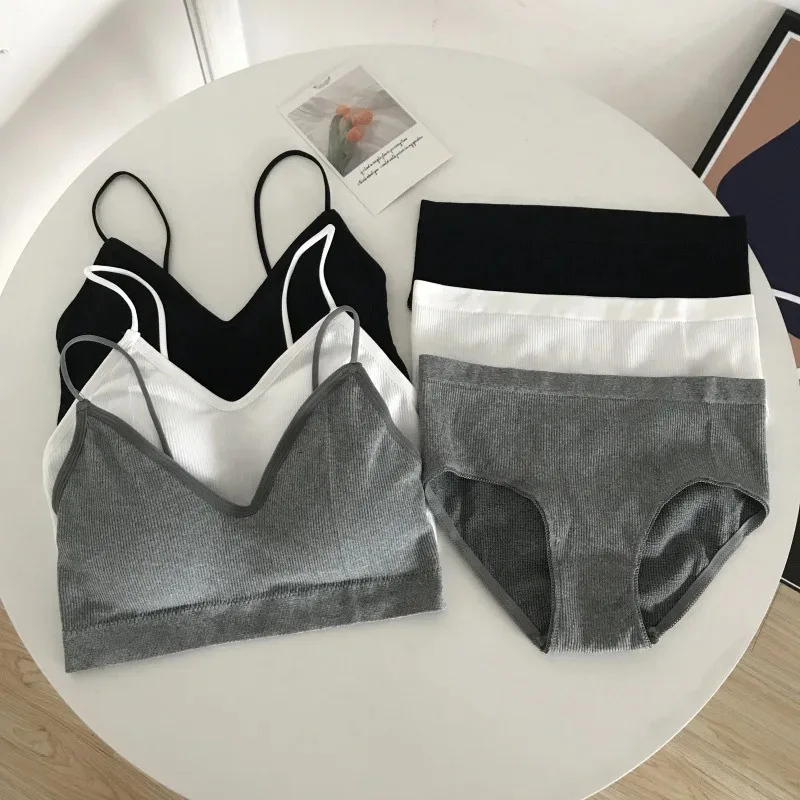 Women's Sports Bra Set Underwear Bra Korean Style Push Up No Steel Ring ...