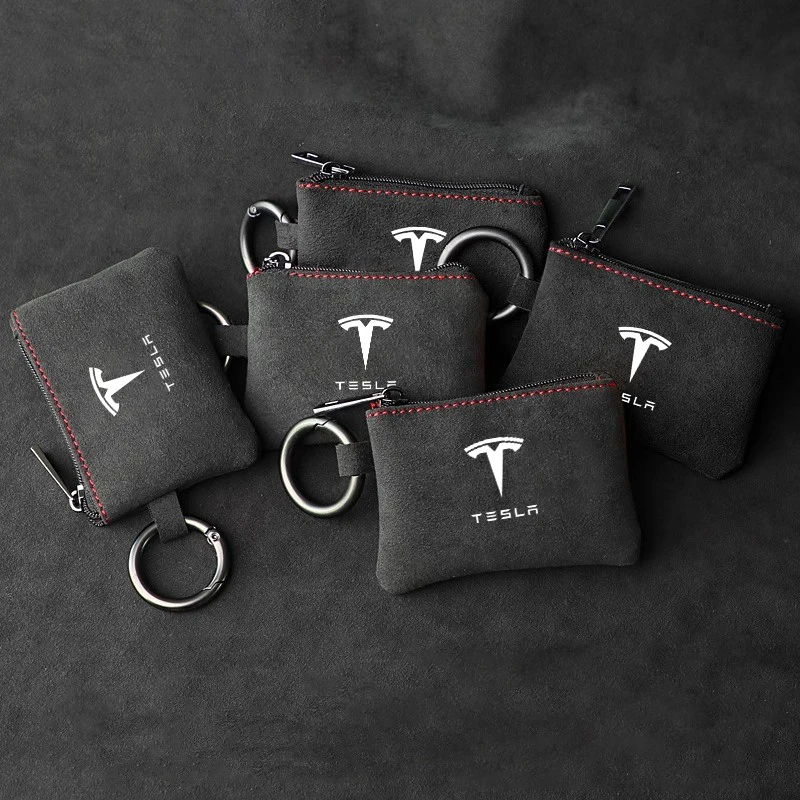 New-Suede-Leather-Car-Keychain-Pendant-Key-Ring-Chain-For-Tesla-Model-3 ...