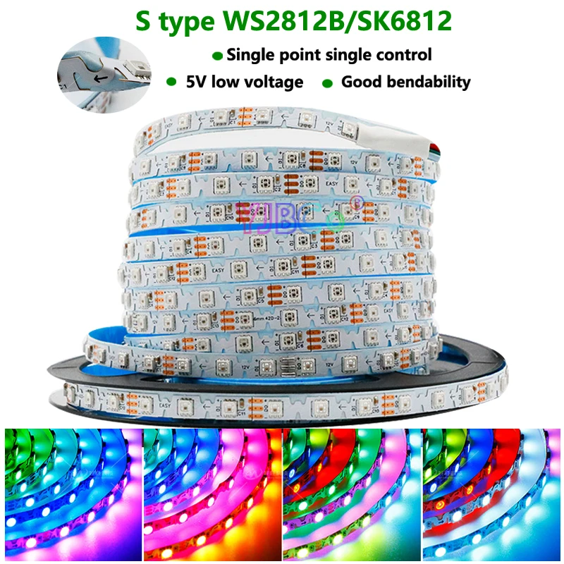 5m-S-type-SK6812-WS2812B-LED-Strip-DC-5V-12V-6mm-Individually ...