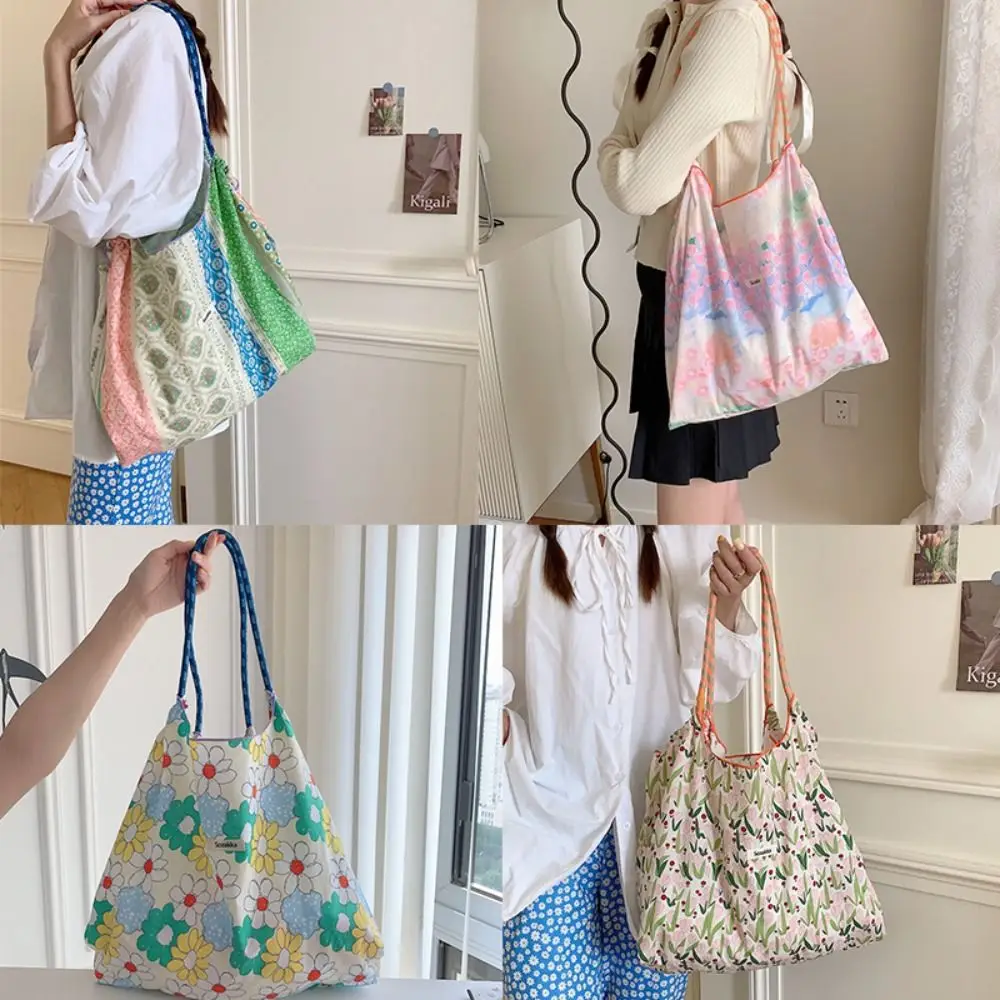 Floral-Printed-Canvas-Shoulder-Bag-Portable-Reusable-Large-Capacity ...