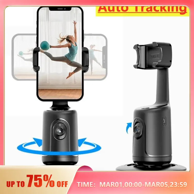 Auto-Face-Tracking-Phone-Holder-Tripod-Stand-Smart-Selfie-Stick-360-Rotation-Fast-Face-Object ...
