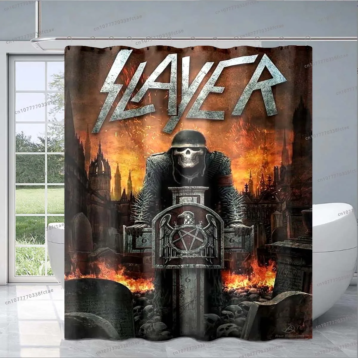 Rock-Slayer-Heavy-Metal-Band-Shower-Curtain-Horror-Skull-Pattern-Shower ...