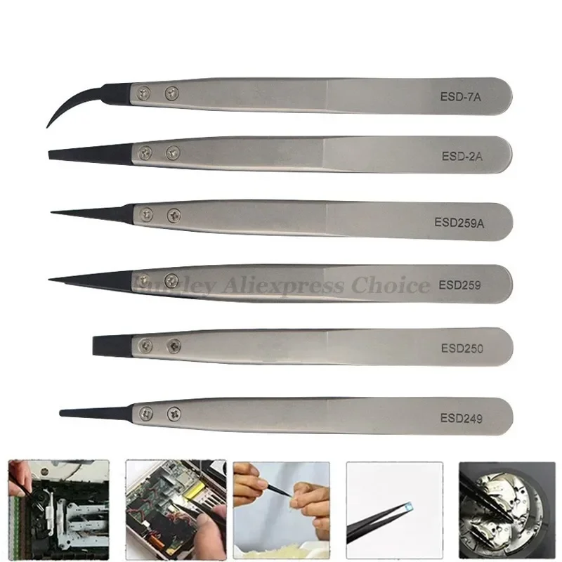 Watch-Repair-Installation-Work-Tweezers-Straight-Elbow-Handle-Stainless ...