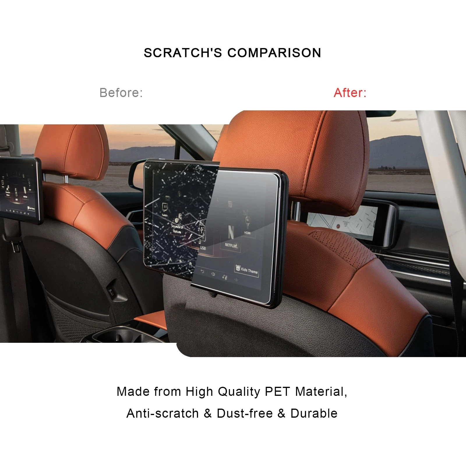 카니발 KA4 2022 자동차 후면 엔터테인먼트 화면 보호기, 자동차 인테리어 액세서리, PET 필름, 4 개 259x158mm 액세서리| | - AliExpress