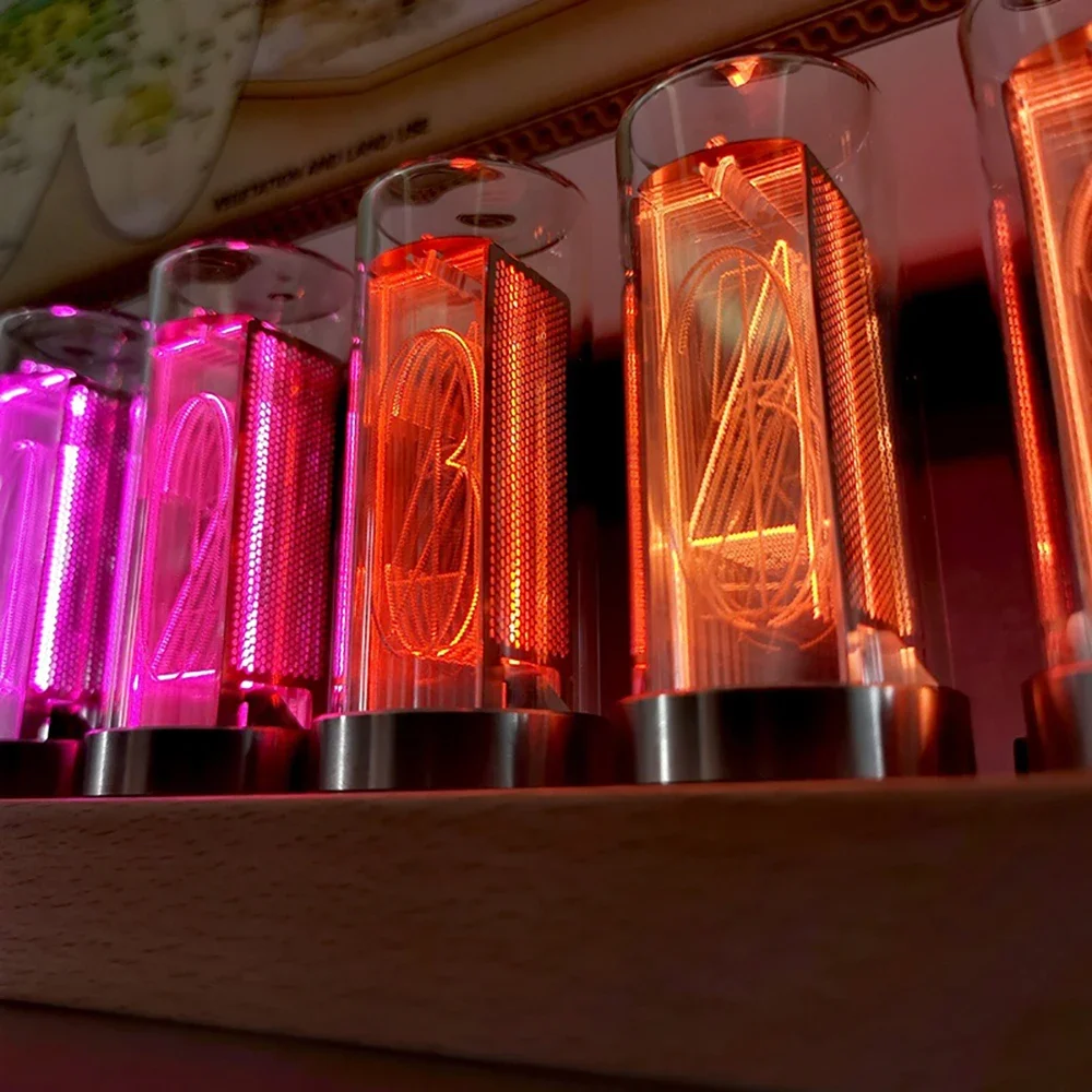 Vintage-Nixie-Tube-Clock-Wood-RGB-Diy-Kit-in18-Led-Digital-Desk-Glow ...