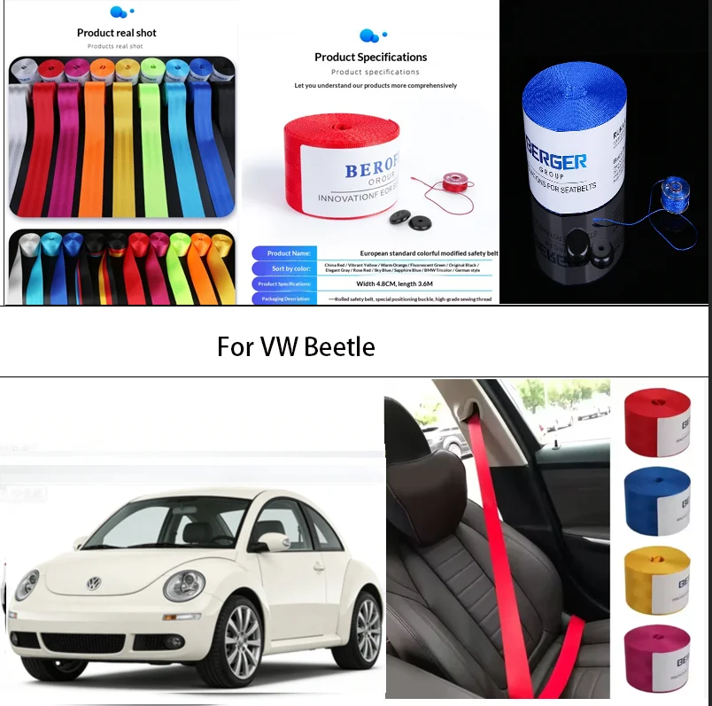 For VW Beetle Car Seat Belt Seatbelt Webbing Lap Retractable Safety ...