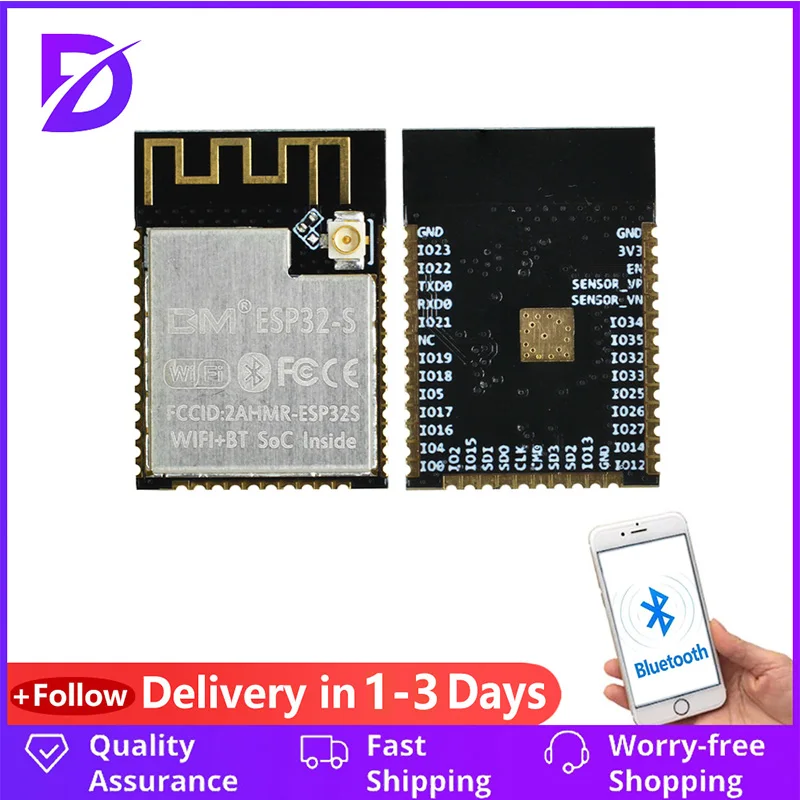 Wifi Bluetooth Wireless Module Esp 32s Serial To Dual Core 32 Bit Cpu Power Board 2