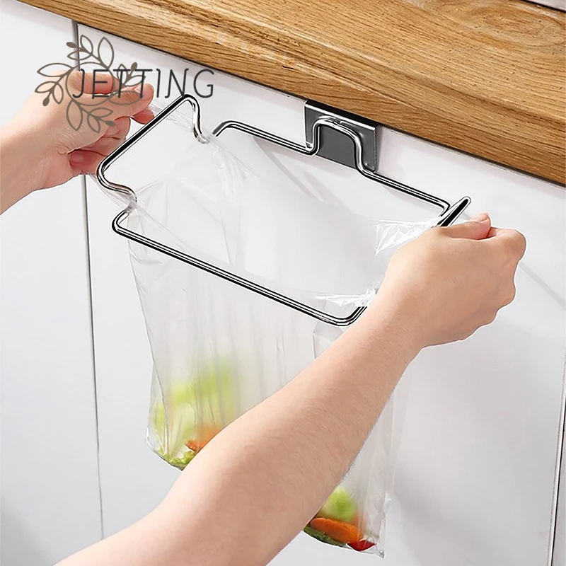 Stainless-Steel-Kitchen-Trash-Rack-Cabinet-Door-Garbage-Bags-Holder ...