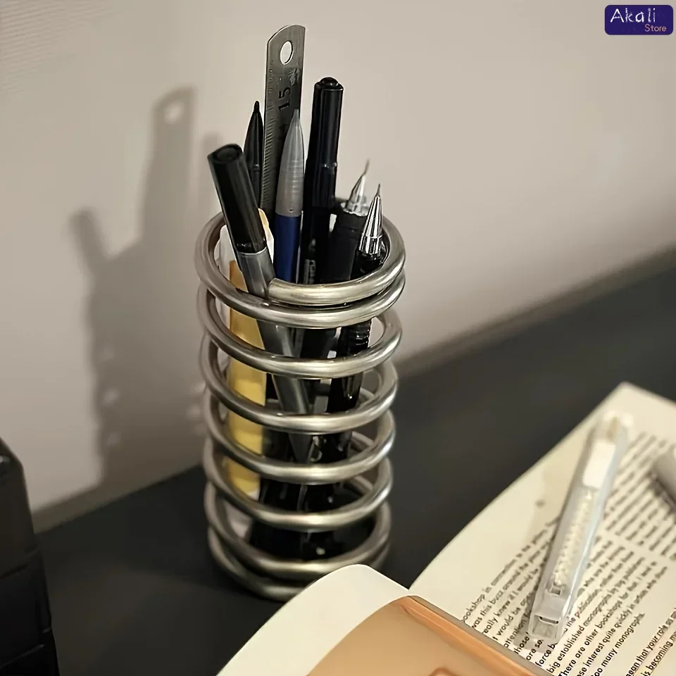 Creative Spiral Pen Holder Multifunctional Stainless Steel Desktop ...