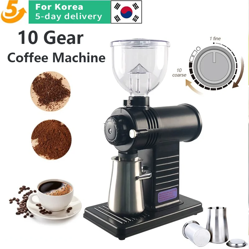 전기 커피 연마기 스테인레스 스틸 커피 콩 연마기 자동 분리형 10 파일 연구 연마기 200w 3cr13 나이프