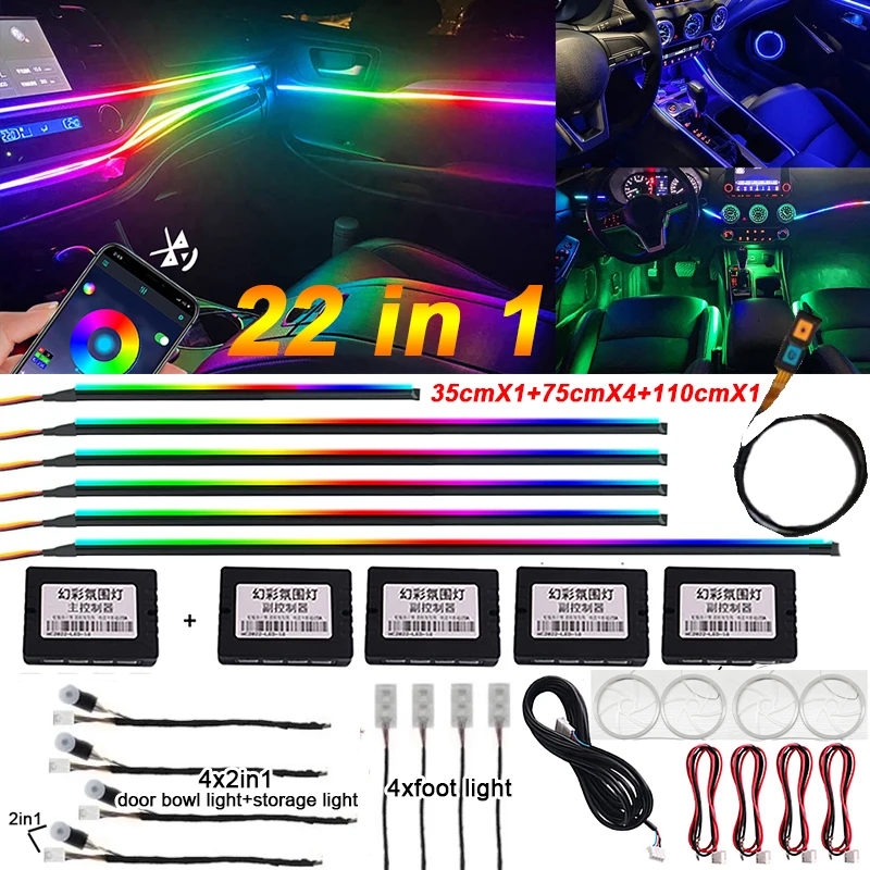 22 IN 1 Upgrade Symphony RGB Car Interior Ambient Light Strip ...