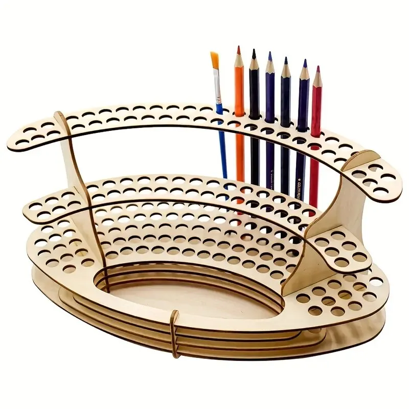 Paint Brush Holder Holes Wooden Paint Brush Holder Stand Desk Organizer ...