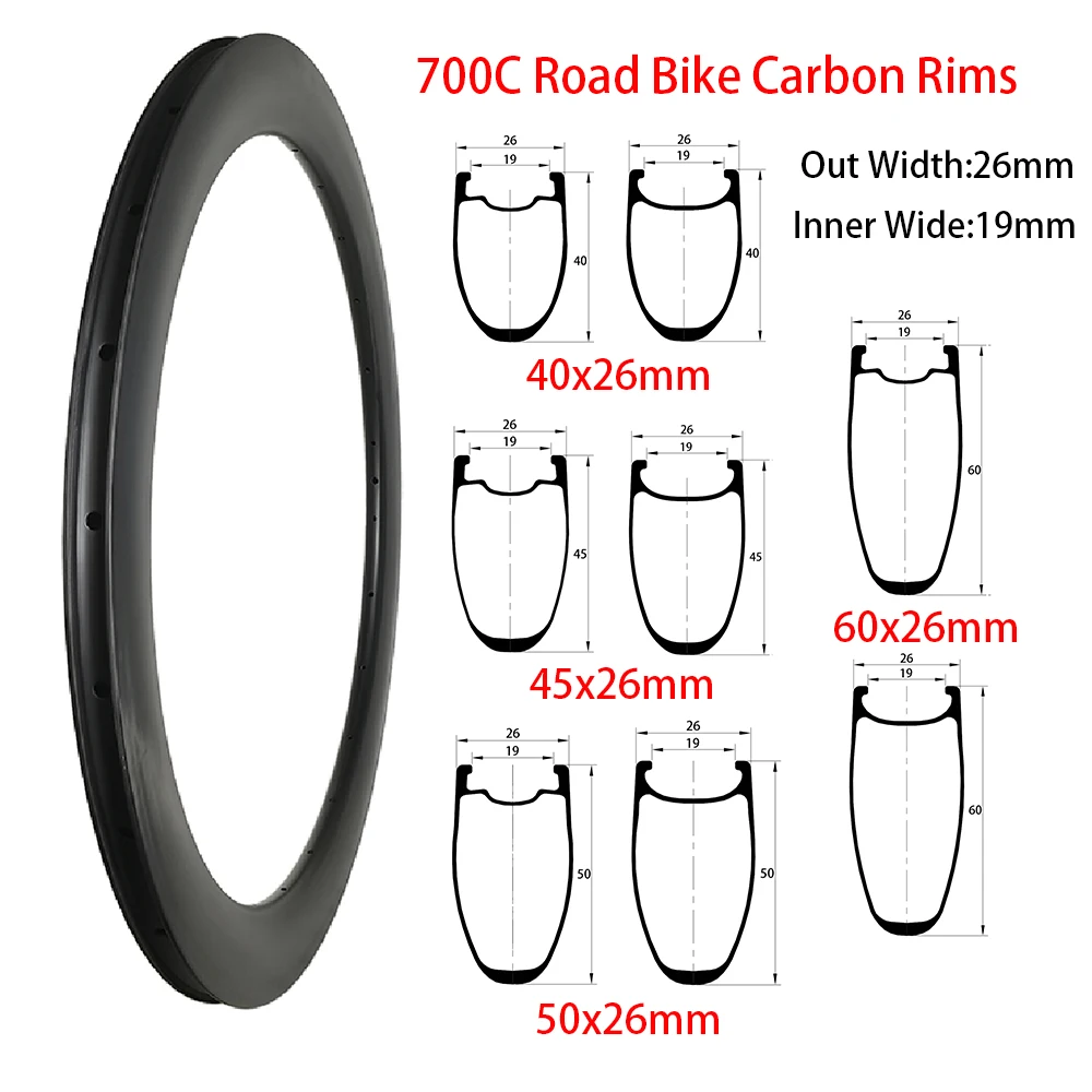 26mm-Width-700C-Carbon-Bike-Wheels-19mm-Inner-Wide-Road-Bike-Carbon ...