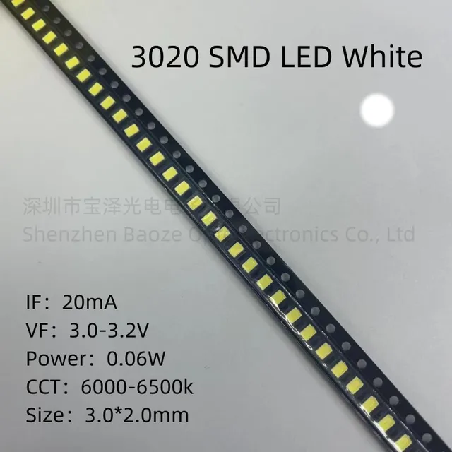 3020 SMD LED Red Yellow Green White Blue Pink Ice Light Emitting Diode ...