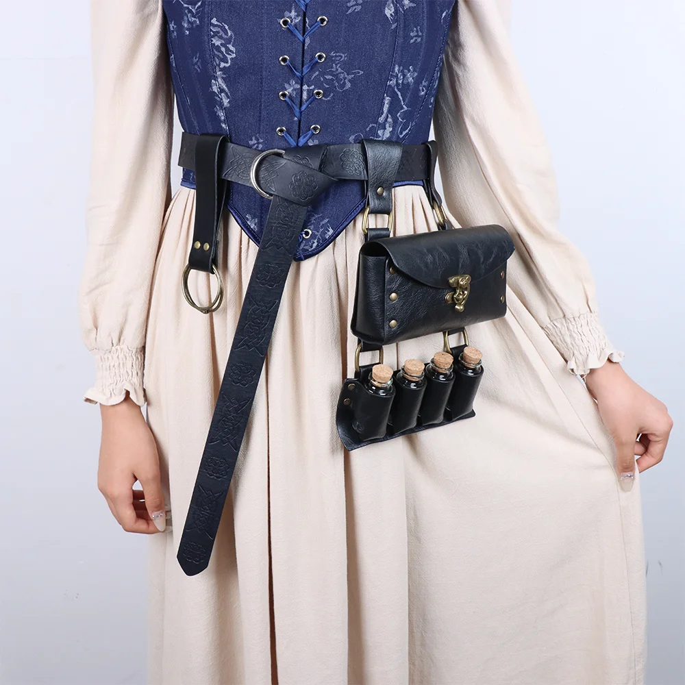 3pcs Medieval Knight Style Renaissance Retro Belt Bag With 4 glass ...